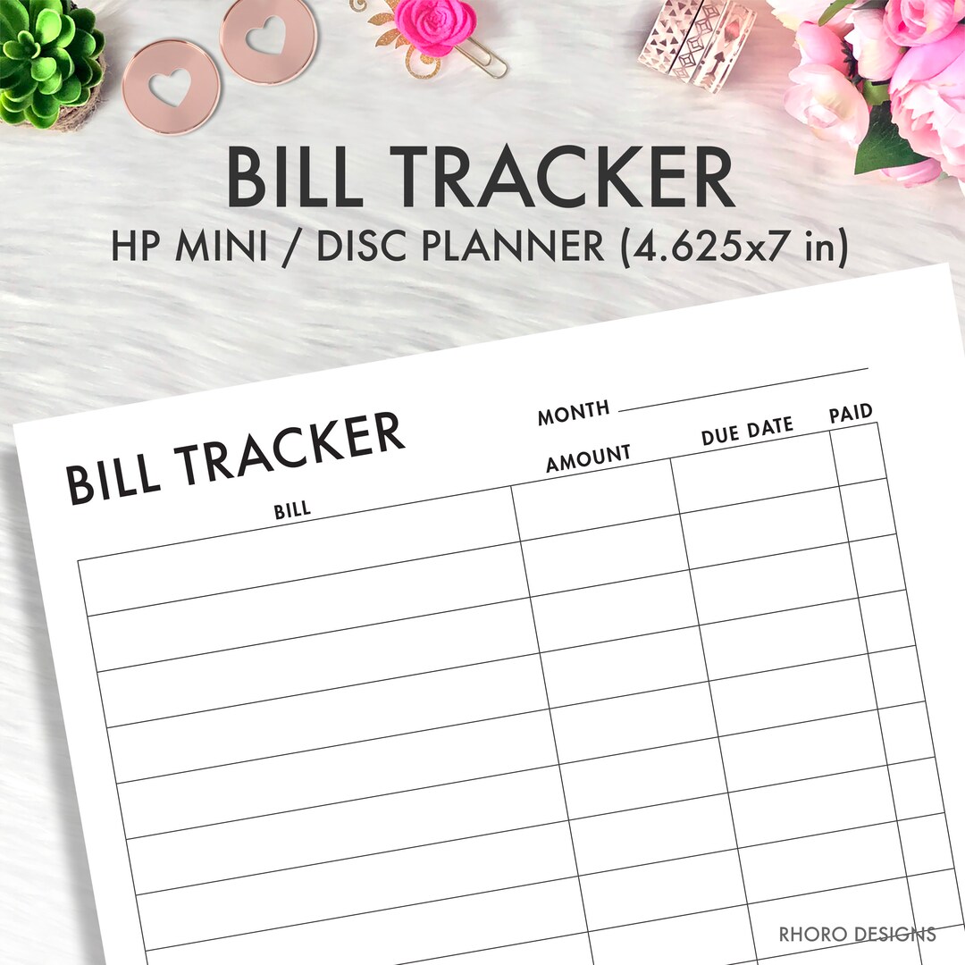 MINI Happy Planner Bill Tracker Printable Insert, Bills Page, Bill ...