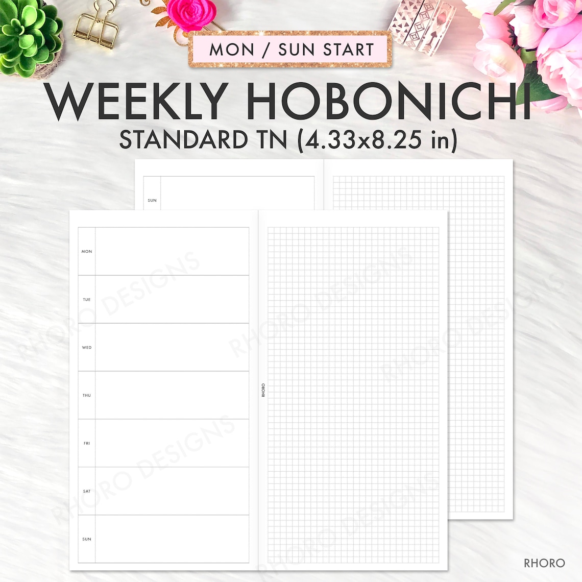 Standard TN Insert, Standard TN Printable, Hobonichi Weeks, Standard TN ...