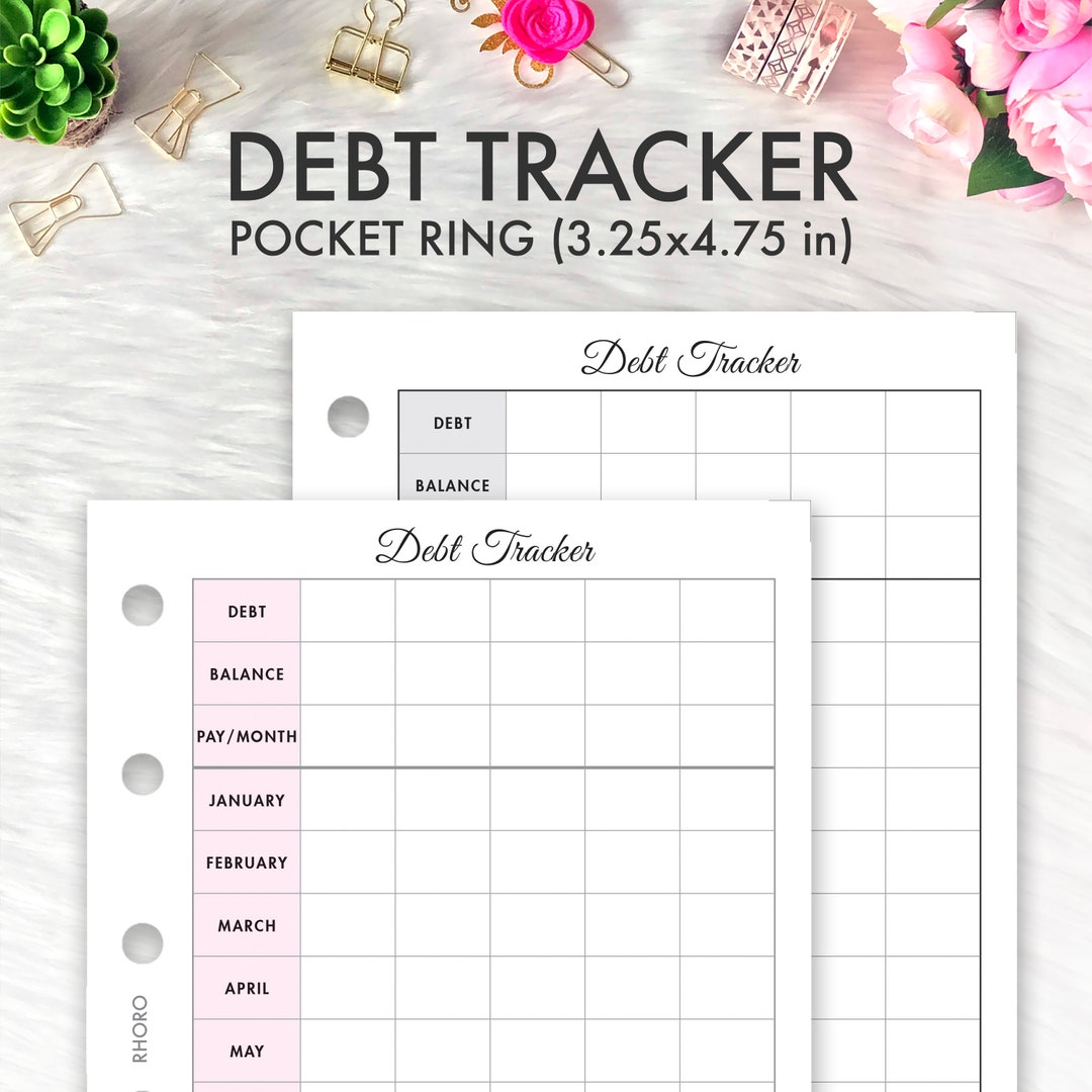 POCKET RINGS Insert, DEBT Payment Tracker, Pocket Rings Printable ...