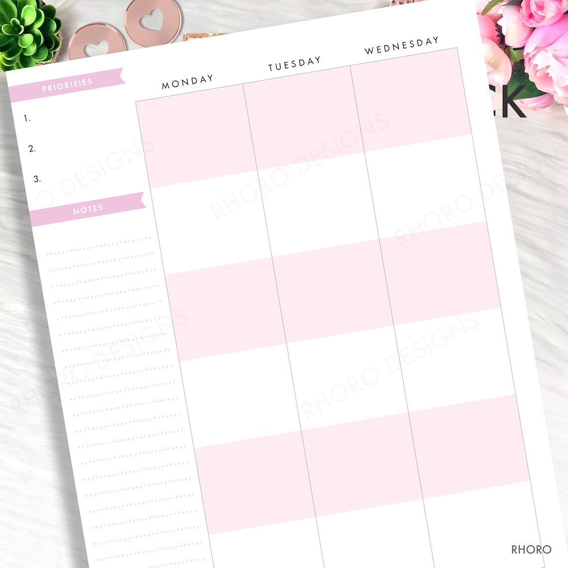 BIG Happy Planner Student Inserts Printable, Weekly Color Block Layout ...