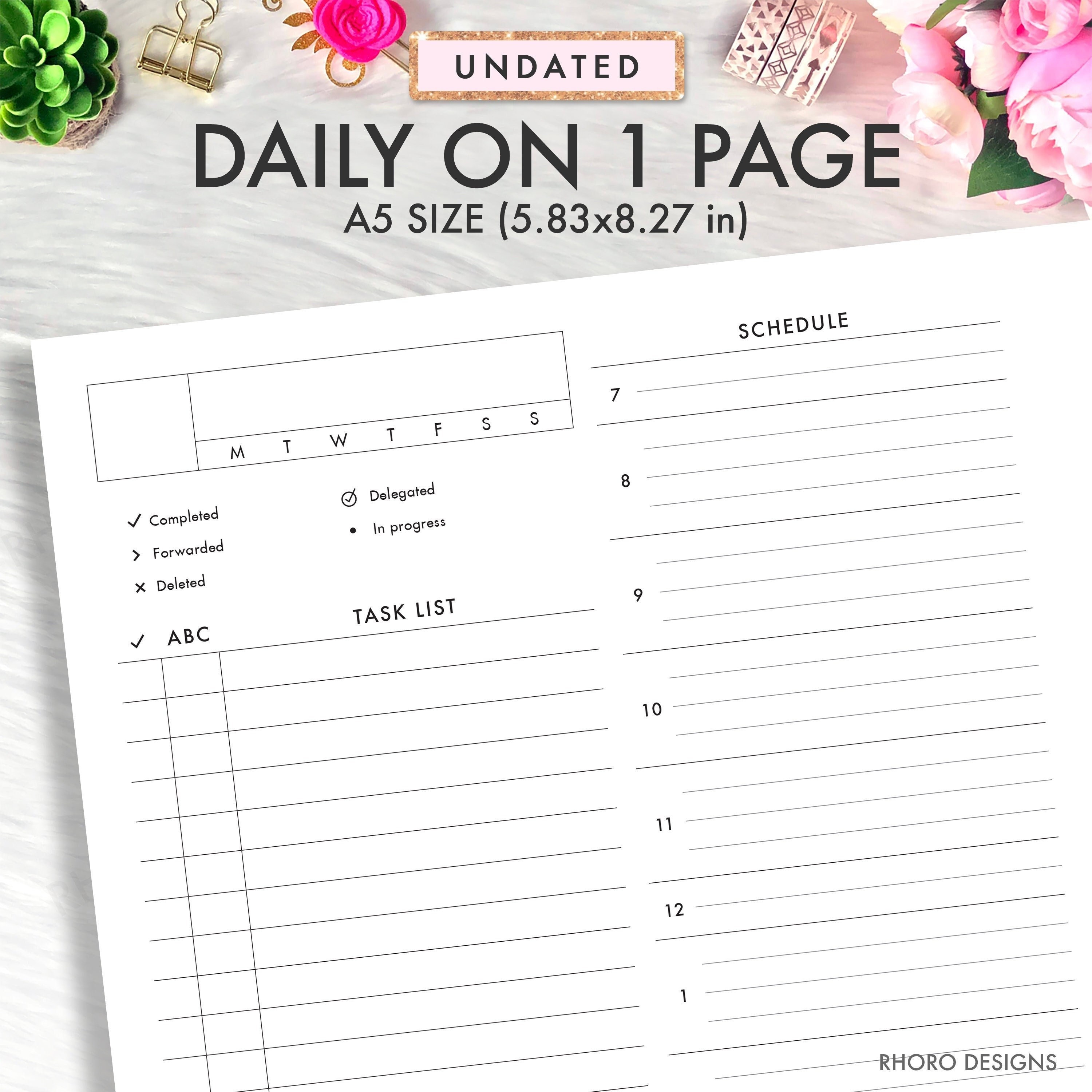 A5 Planner Inserts Printable A5 Daily Insert A5 Daily - Etsy