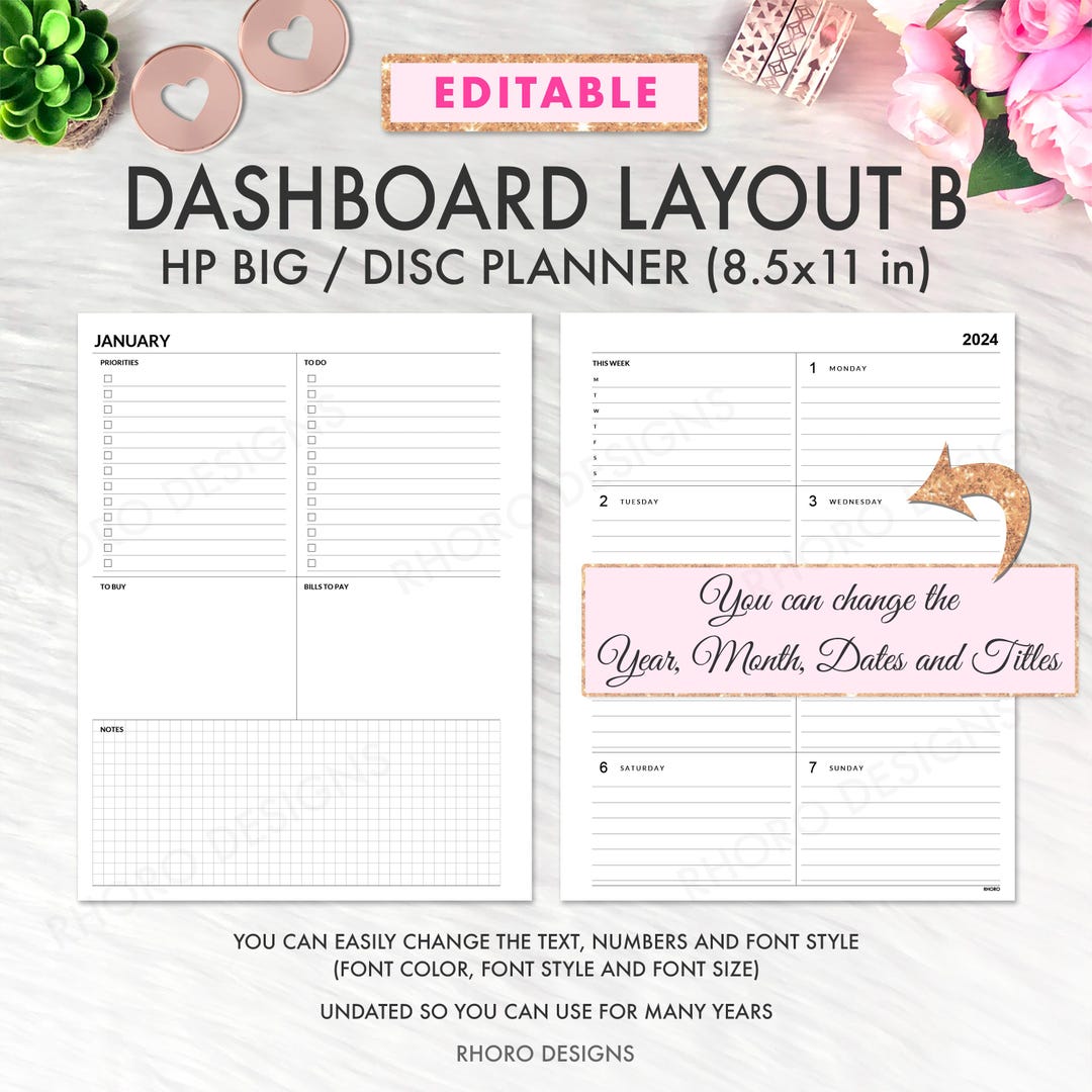 EDITABLE Happy Planner Big Dashboard, Happy Planner Big Printable ...
