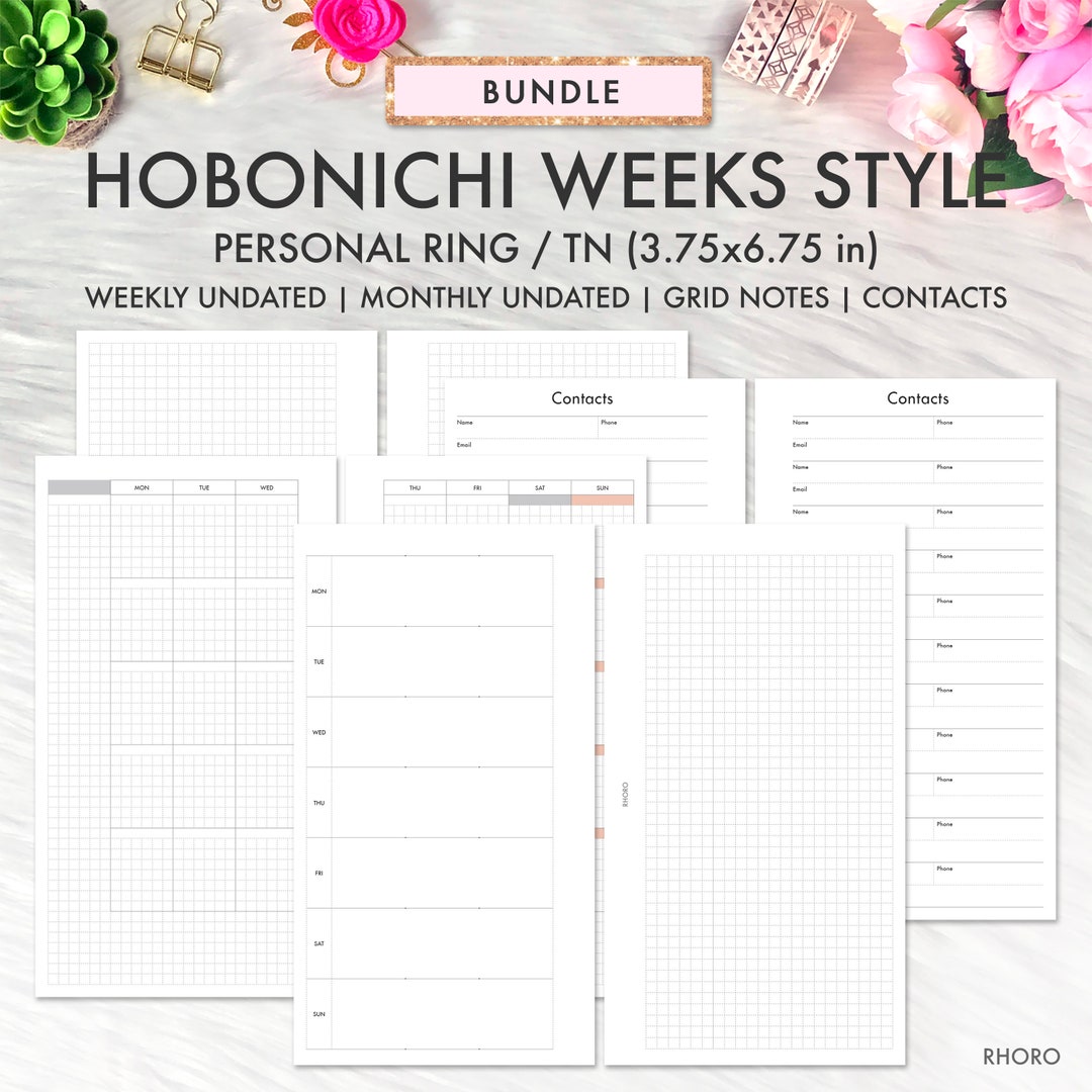 Personal Planner Inserts Printable, Hobonichi Style Bundle, Personal ...