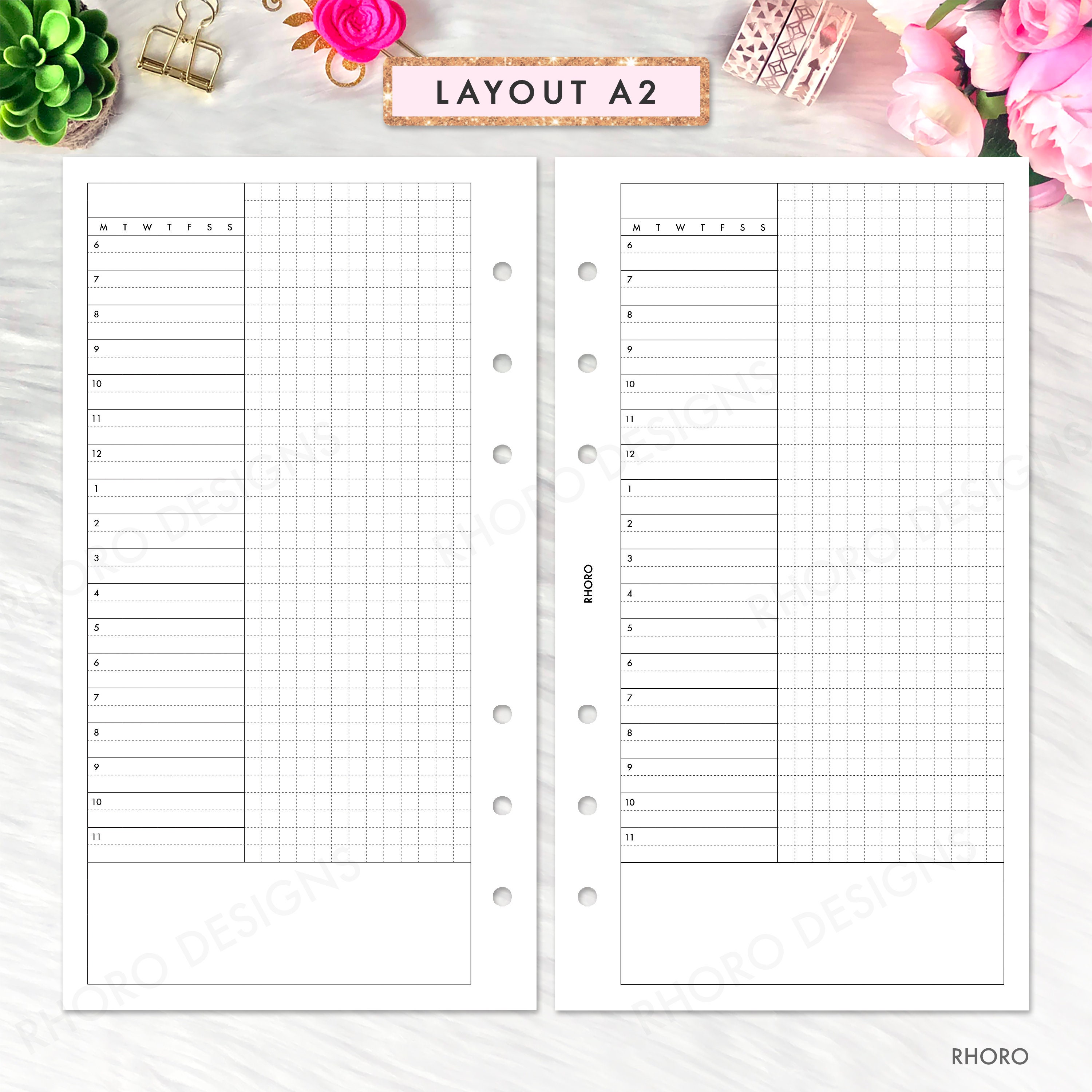 Personal Ring Printable Insert Daily Grid Set A Personal - Etsy
