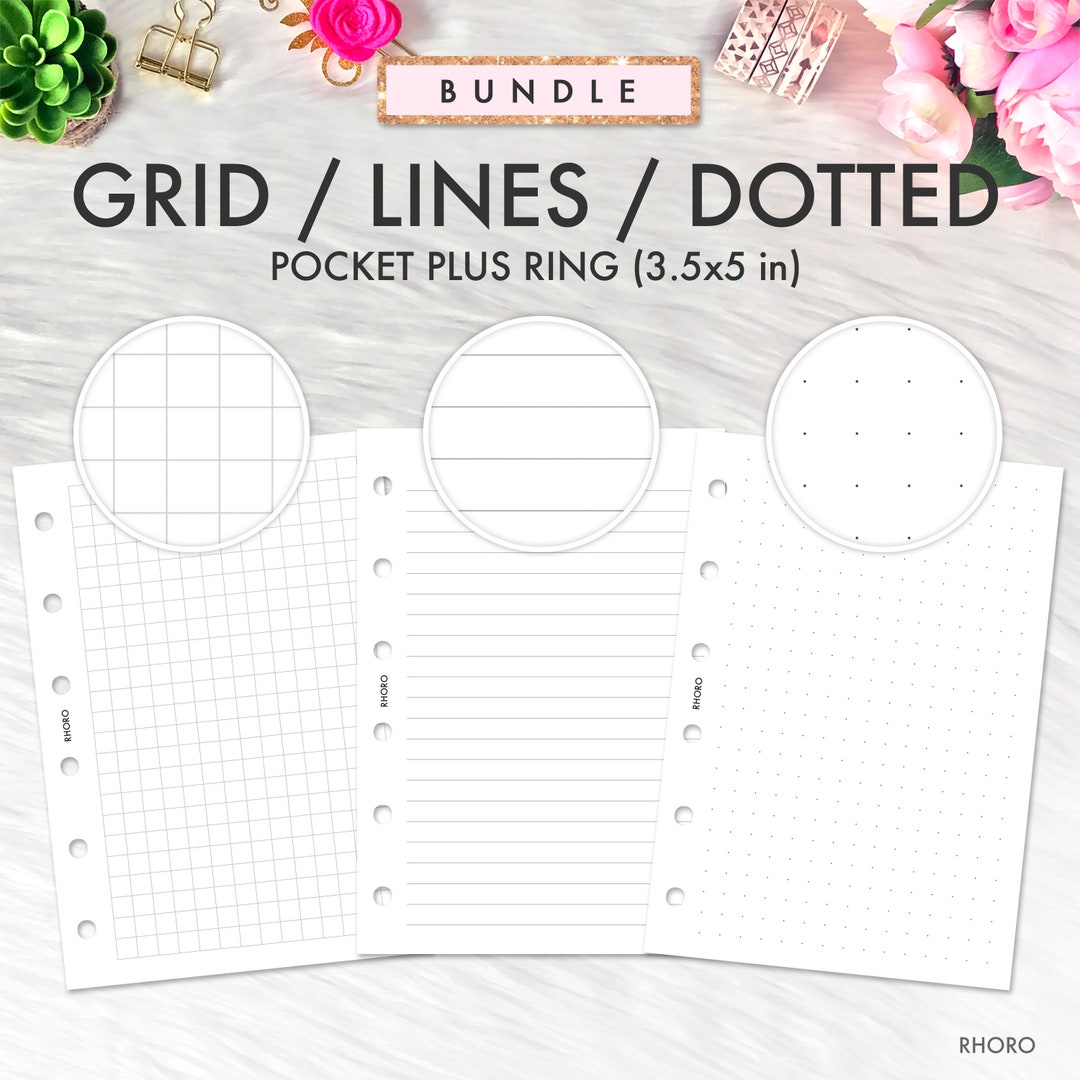 Pocket Plus Inserts Grid, Lines, Dotted Grid Set, Pocket Plus Planner ...