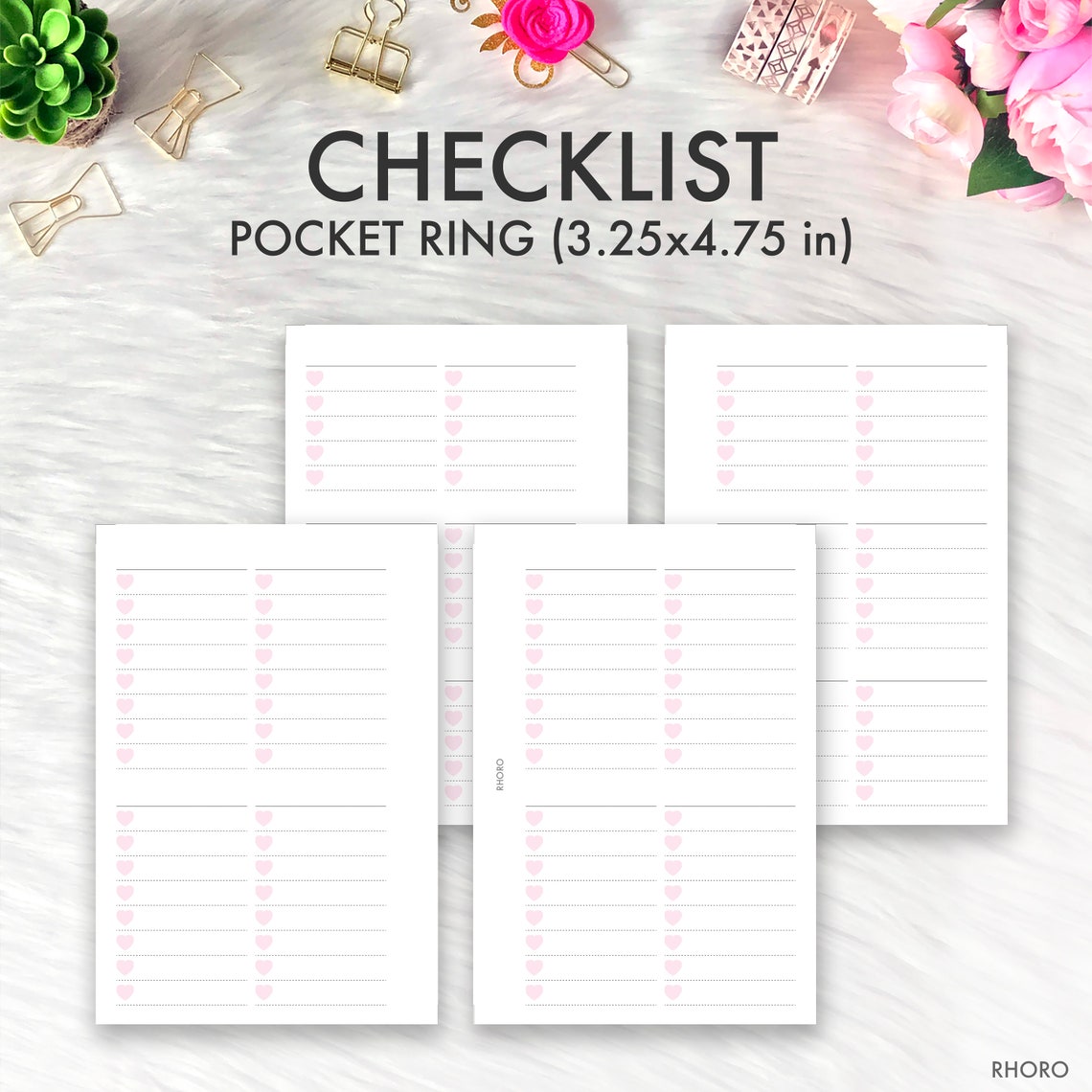 POCKET RINGS Insert Checklist Pocket Rings Printable Insert - Etsy