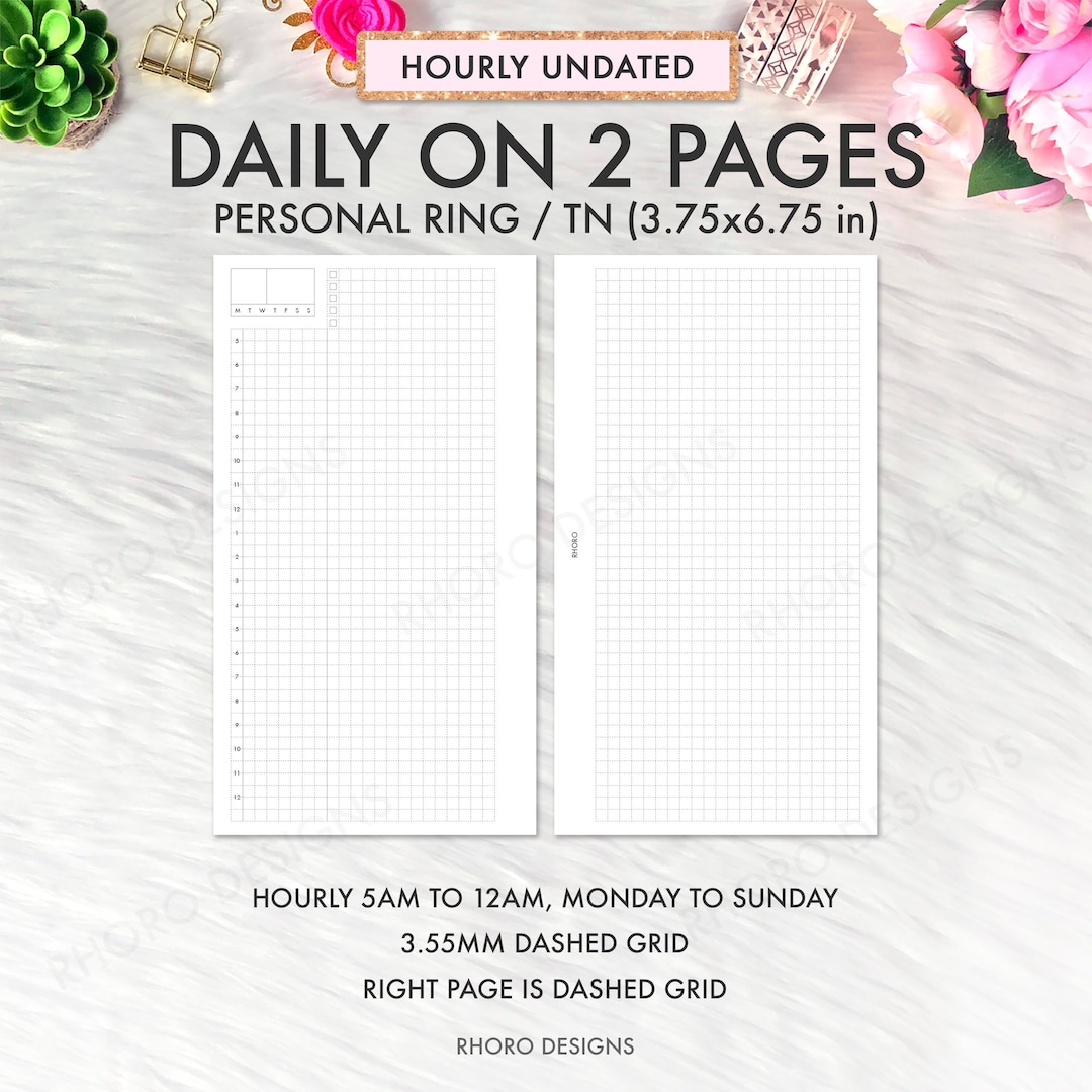Personal Planner Inserts Printable, Daily Inserts, Daily With Time ...