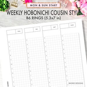 B6 Rings Inserts Printable, B6 Rings Planner Inserts, B6 Weekly Planner Inserts Printable ...