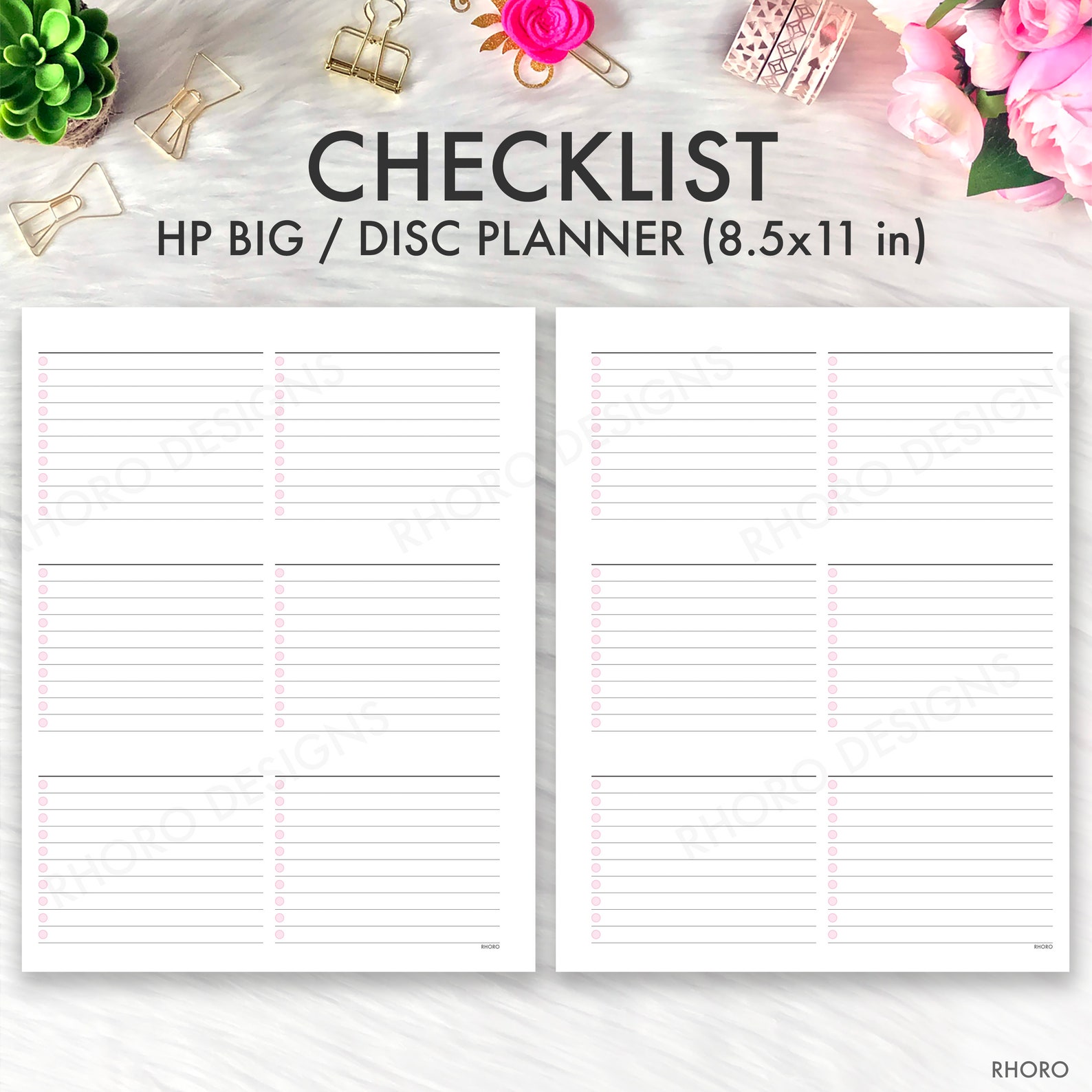 BIG Happy Planner CHECKLIST Printable Inserts, to Do Big Happy Planner ...