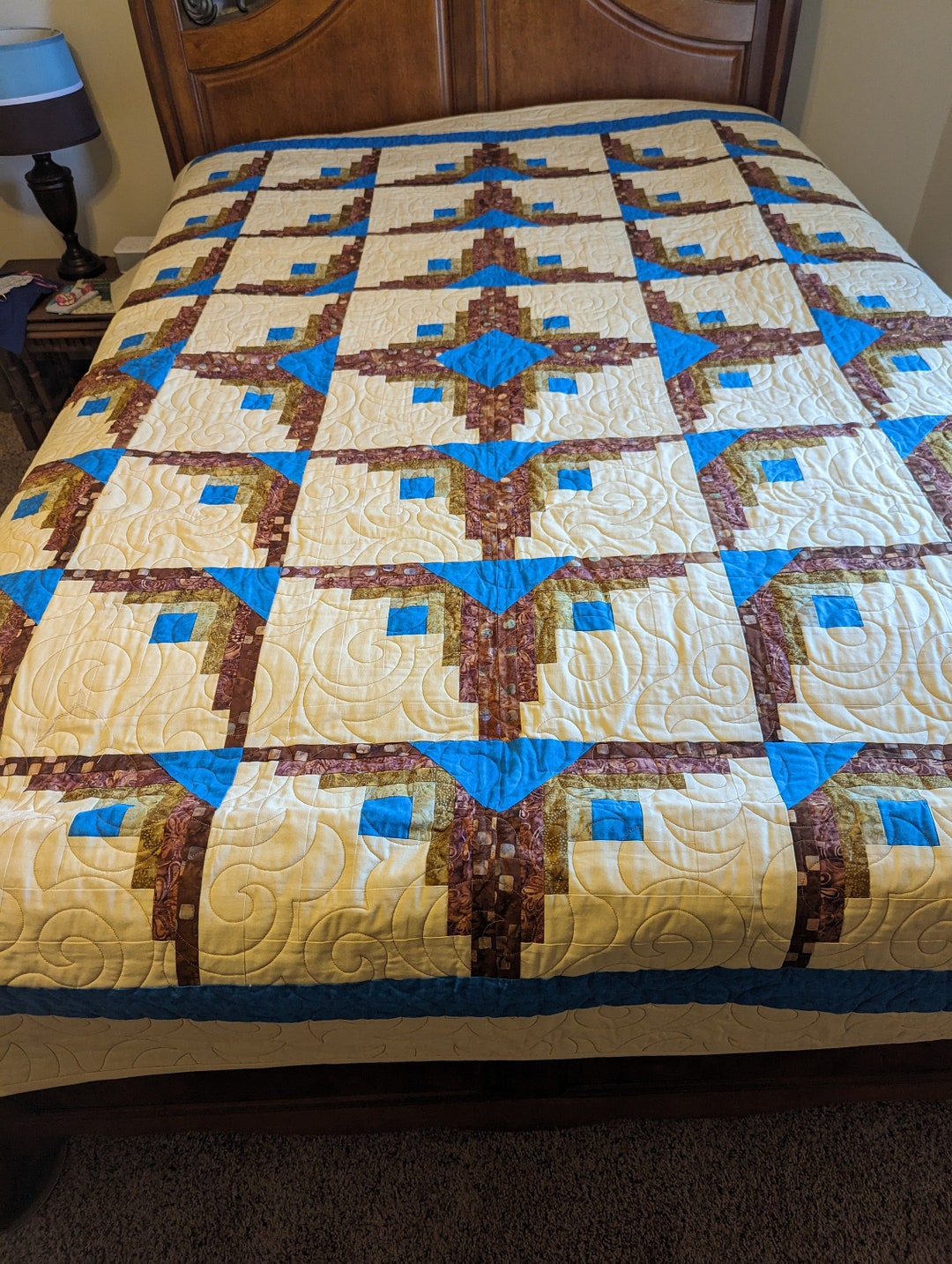 Blue Log Cabin - Etsy