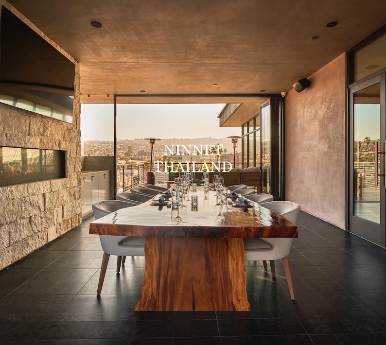 Luxury Dining Live Edge Dining Table Reclaimed Single Slab Conference