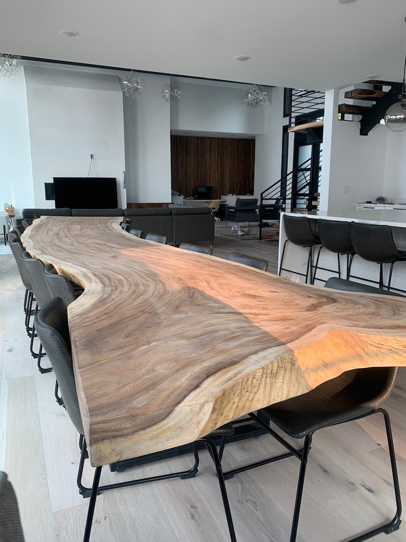 Luxury Dining Live Edge Dining Table Reclaimed Single Slab Conference