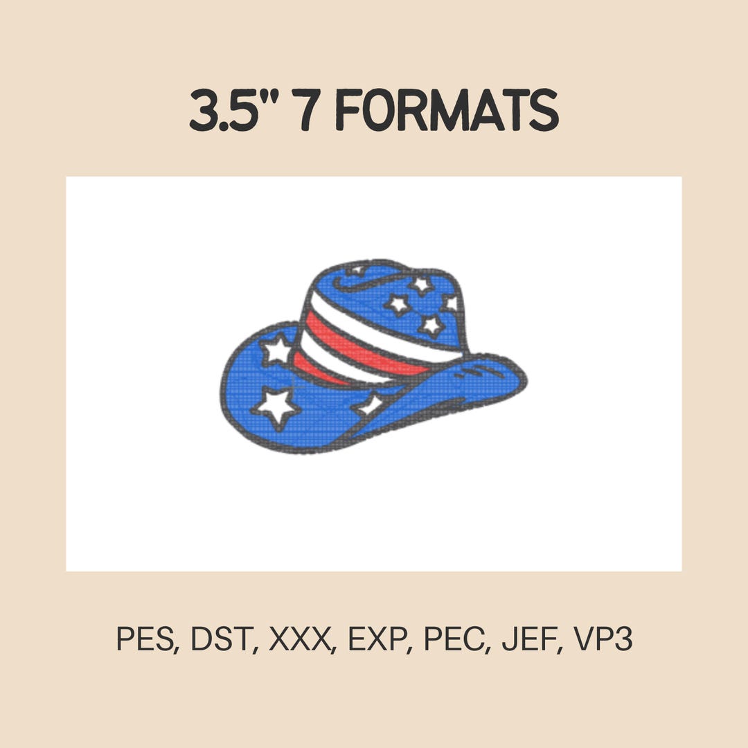 Fourth of July Cowboy Hat | Embroidery File | Digital Download for ...