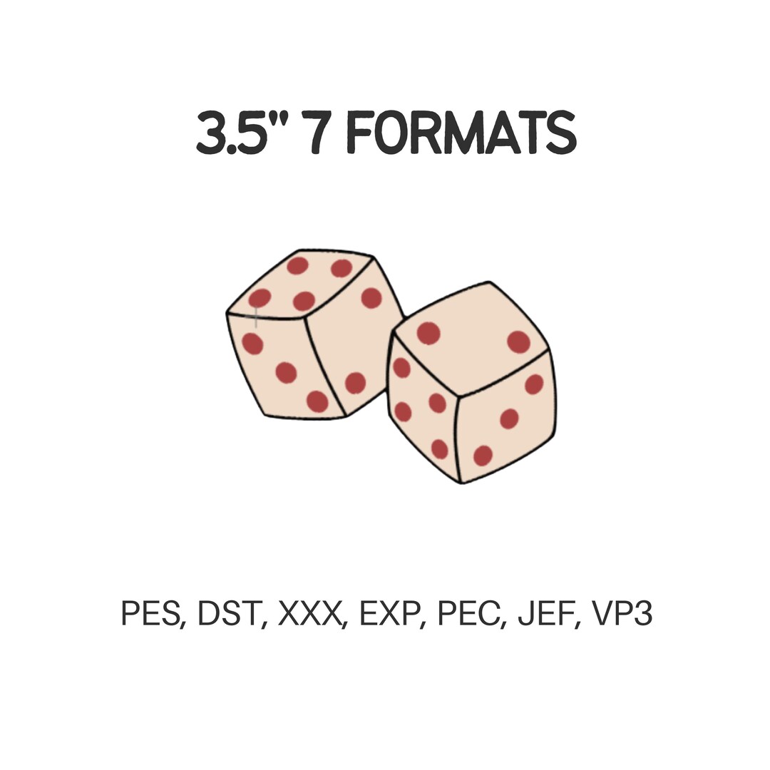 Dice Embroidery File | Digital Download for Embroidery Machines | 3.5 ...