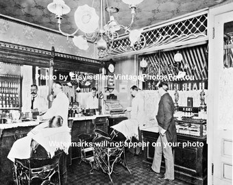 Capitol Barber Shop, 1938. Vintage Photo Reproduction Print. Black ...