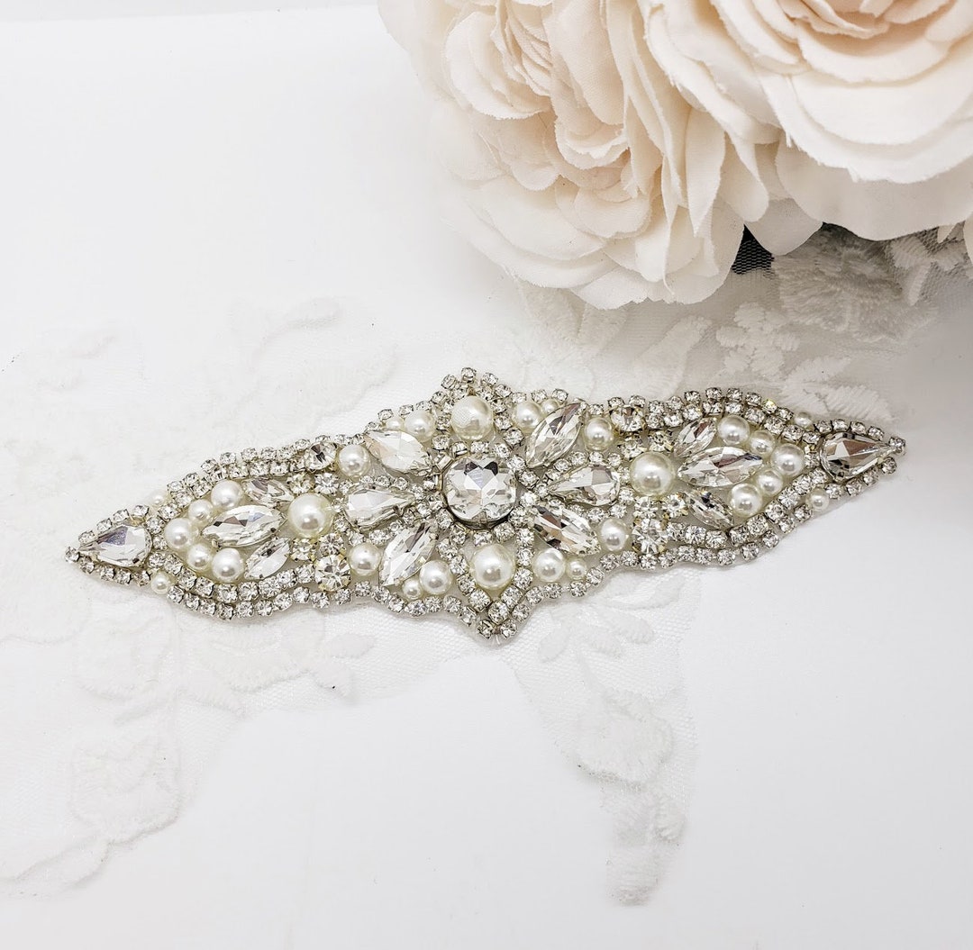 Princess Pearl Rhinestone Applique; Wedding Belt Applique; Pearl ...