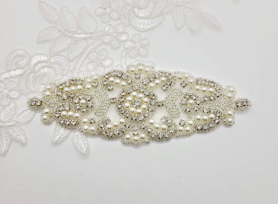 Wedding Pearl Rhinestone Applique; Wedding Belt Applique; Pearl ...