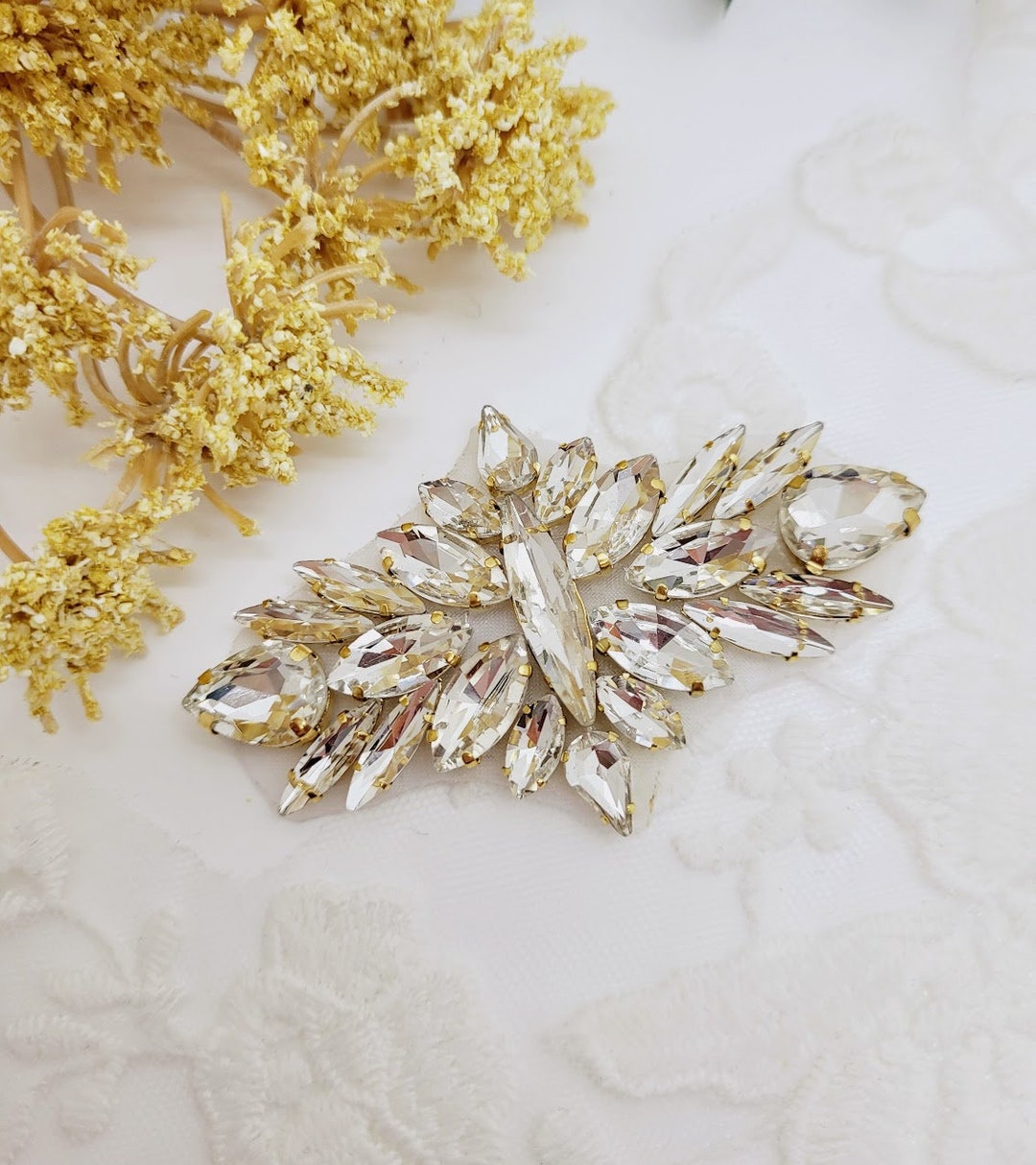 Gold Rhinestone Applique; Gold Shoe Applique; Wedding Belt Applique ...