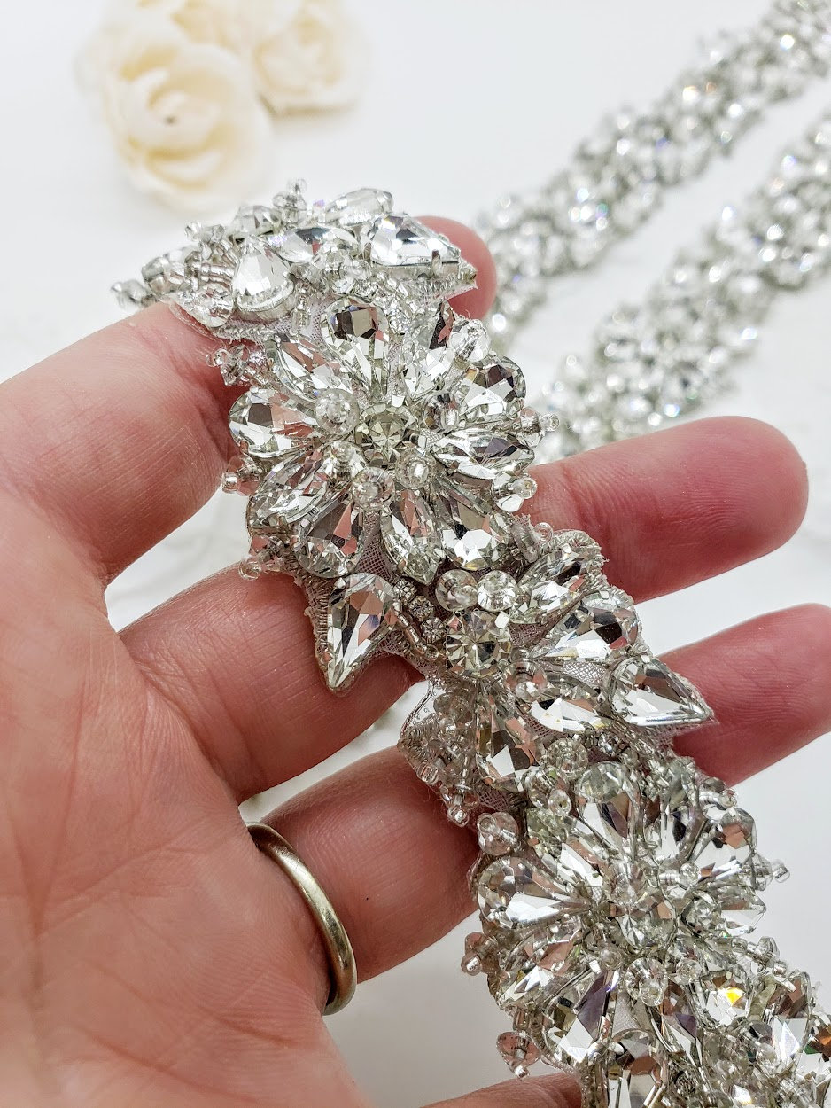 Rhinestone Flower Trim Wedding Dress Straps Wedding Belt - Etsy
