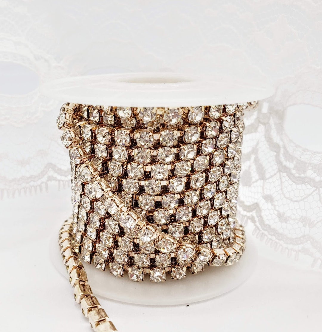 Rose Gold Rhinestone Trim Trim by the Yard Bridal Trims Clothes Trim ...
