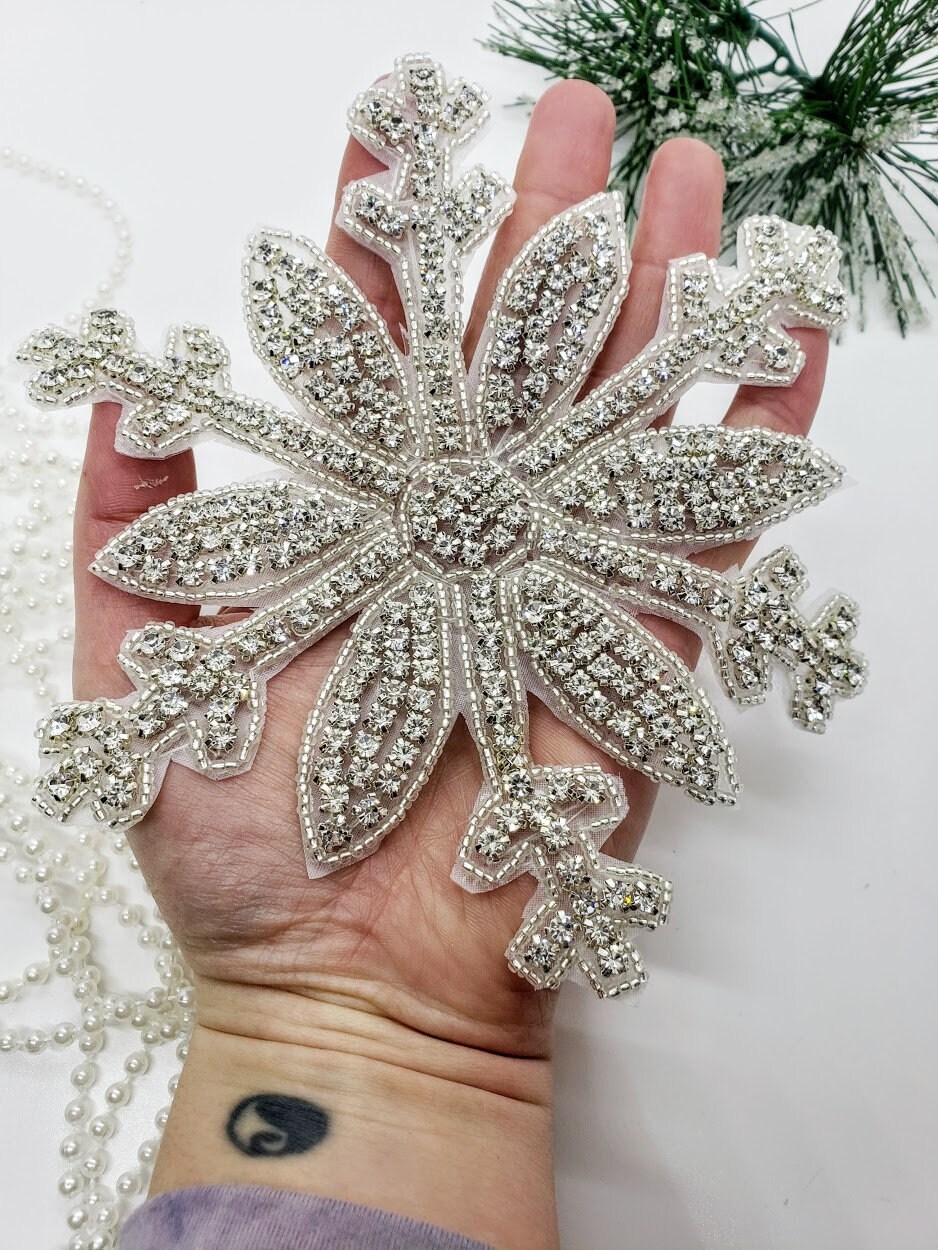 Rhinestone Snowflake Snowflake Applique Snowflake Patch - Etsy