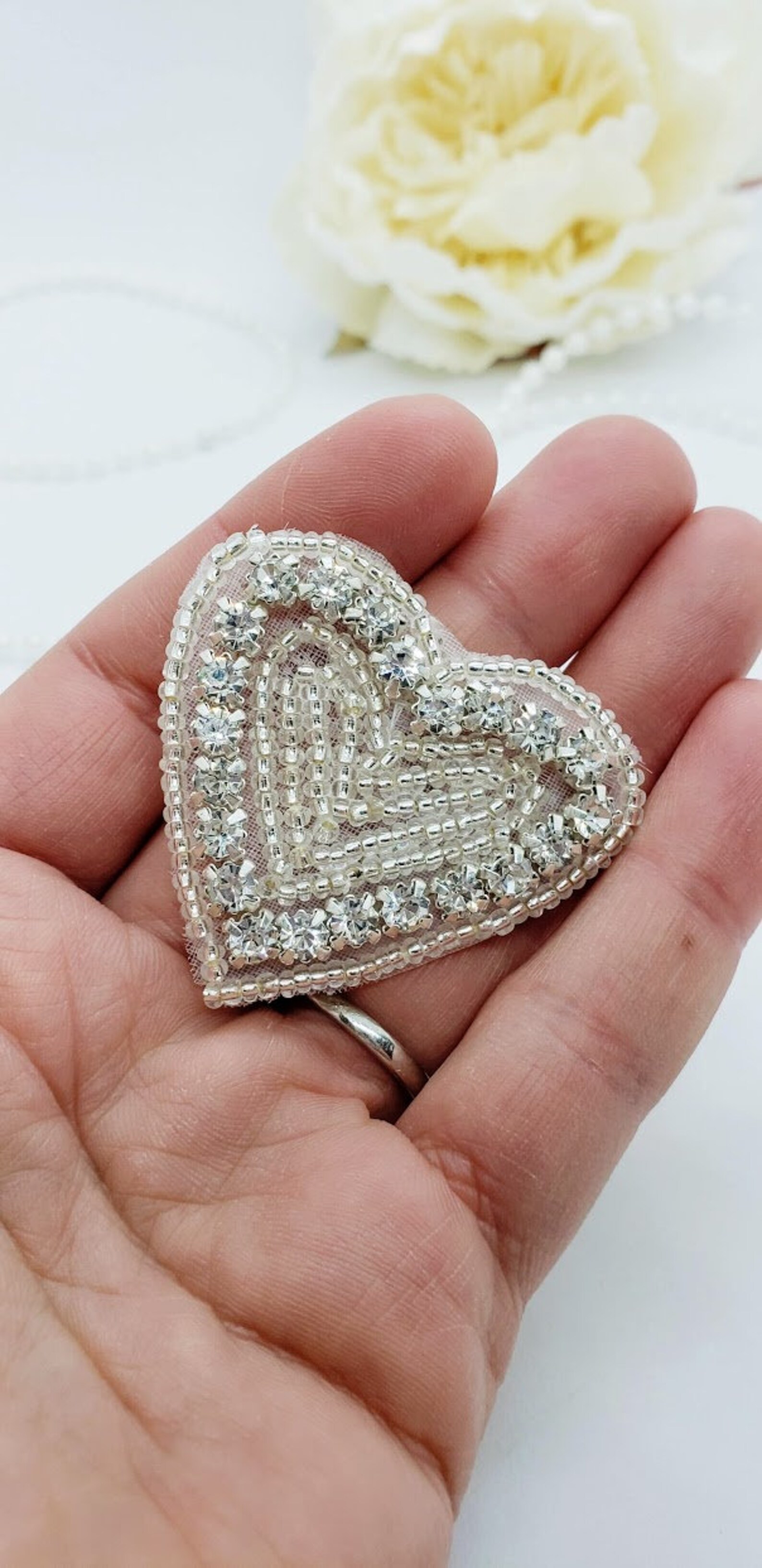 Small Rhinestone Heart Heart Applique Valentine's Day | Etsy