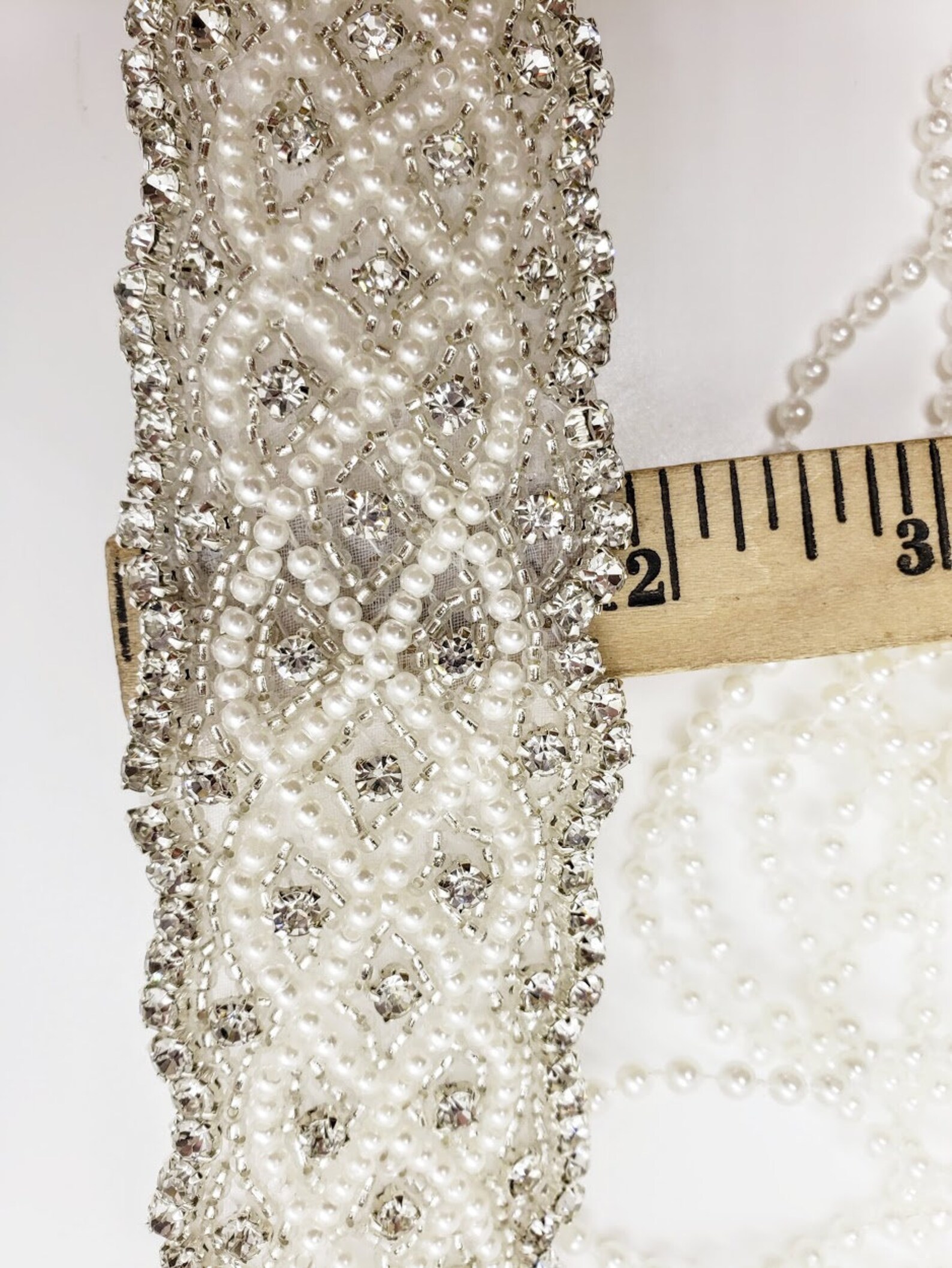 Wide Braided Pearl Rhinestone Trim Pearl Trim Wedding Dress - Etsy