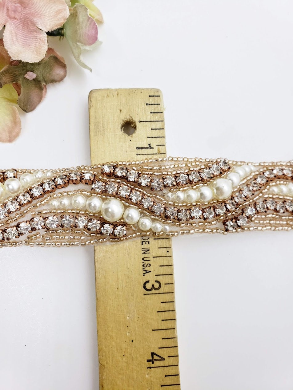 Rose Gold Trim Rose Gold Beaded Trim Wedding Dress Trim - Etsy