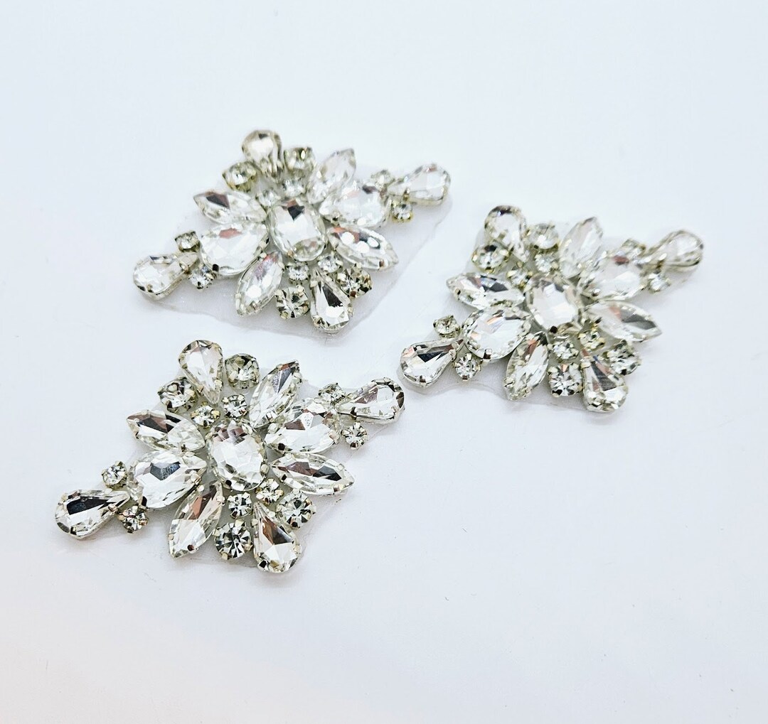 Silver Rhinestone Applique Patch: DIY Wedding Shoe, Dress Embellishment ...