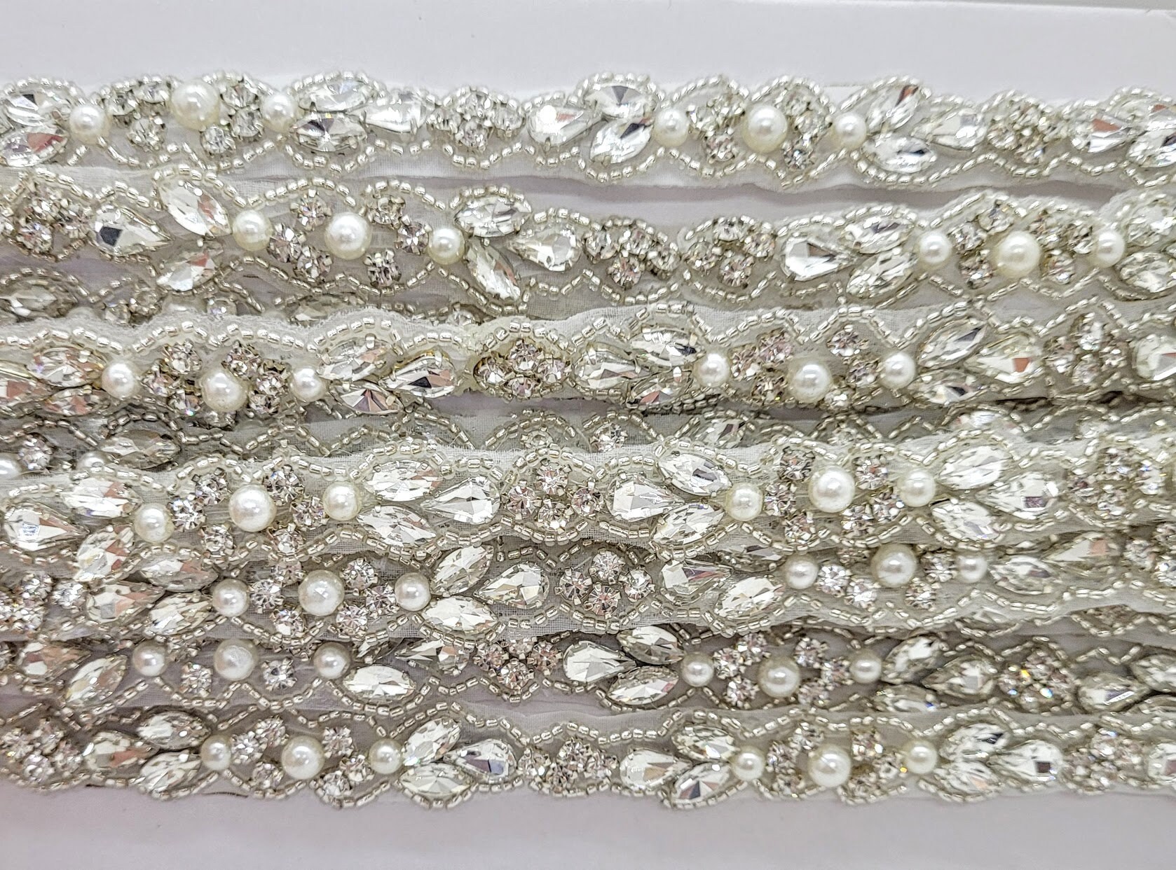 Thin Rhinestone and Pearl Beaded Trim Bridal Trim Wedding - Etsy