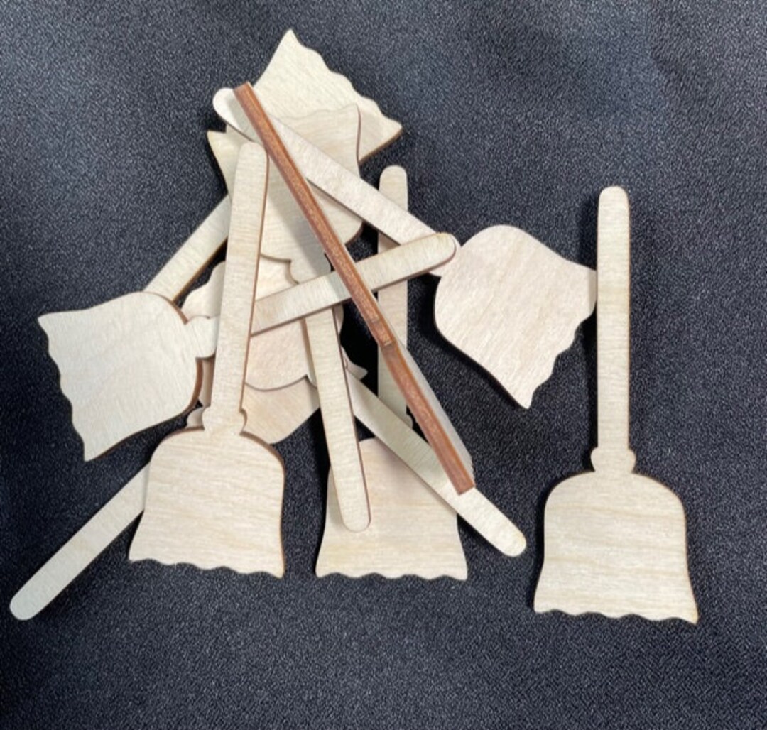 Broom Cutout Laser Cut Unfinished Wood Shape DIY - 1 to 6 Inches ...