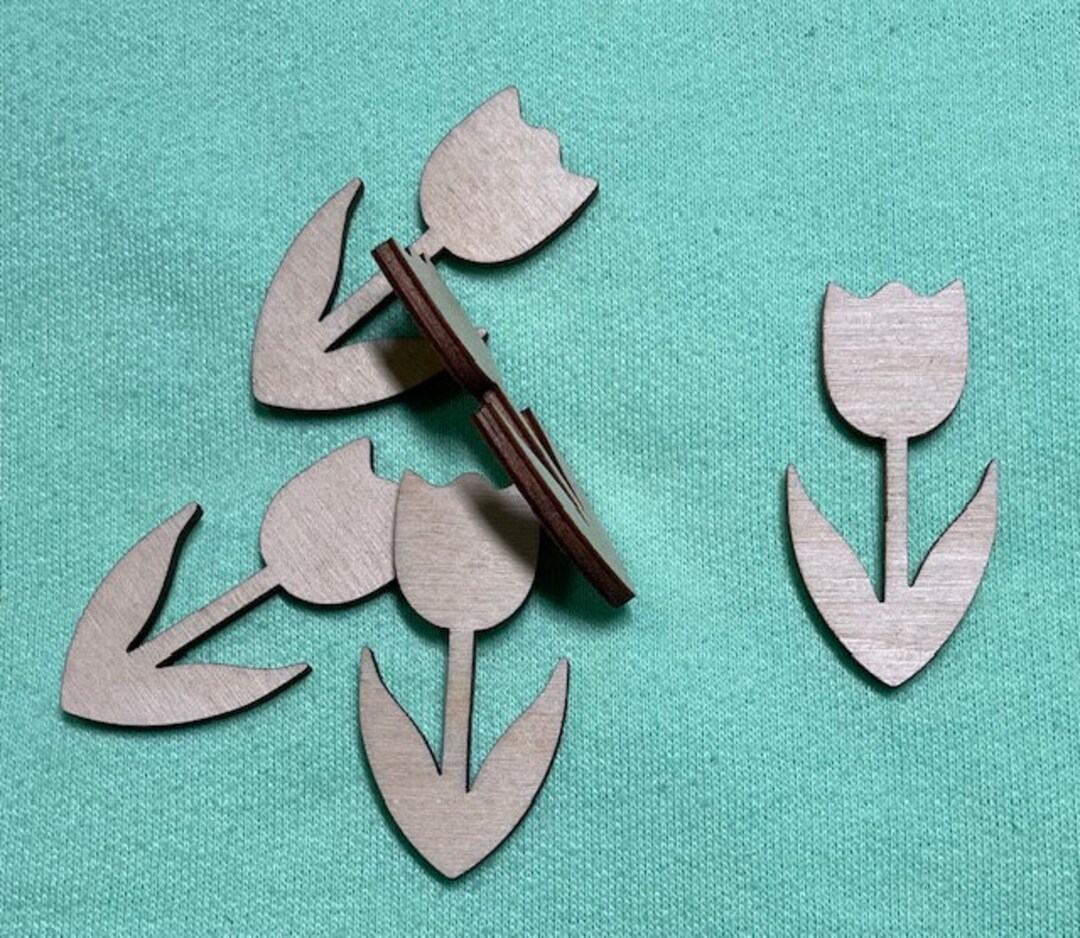 Tulip Cutout Laser Cut Unfinished Wood Shape DIY - 1 to 6 Inches ...