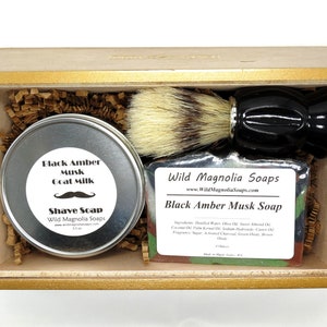 Black Amber Musk Scented Cigar Box Deluxe Shave Set 5 Vegas - Etsy