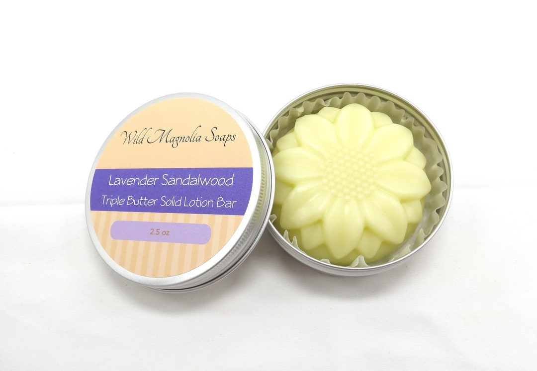 Lavender Sandalwood Scented Solid Lotion Bar Triple Butter With Hemp ...