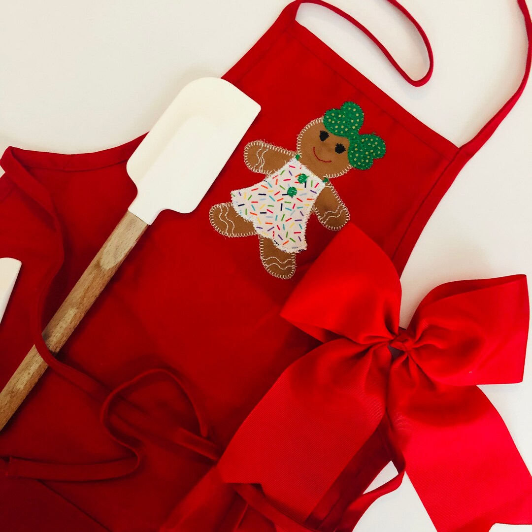 Gingerbread Apron // Girl or Boy Apron // Red Apron // Mr. Gingerbread ...