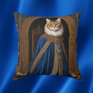 Square Pillow, Medieval Marginalia Style Cat Portrait, Cat Lover Gift ...