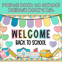 Pastel Welcome Back Bulletin Board Kit, Elementary Classroom, Digital ...