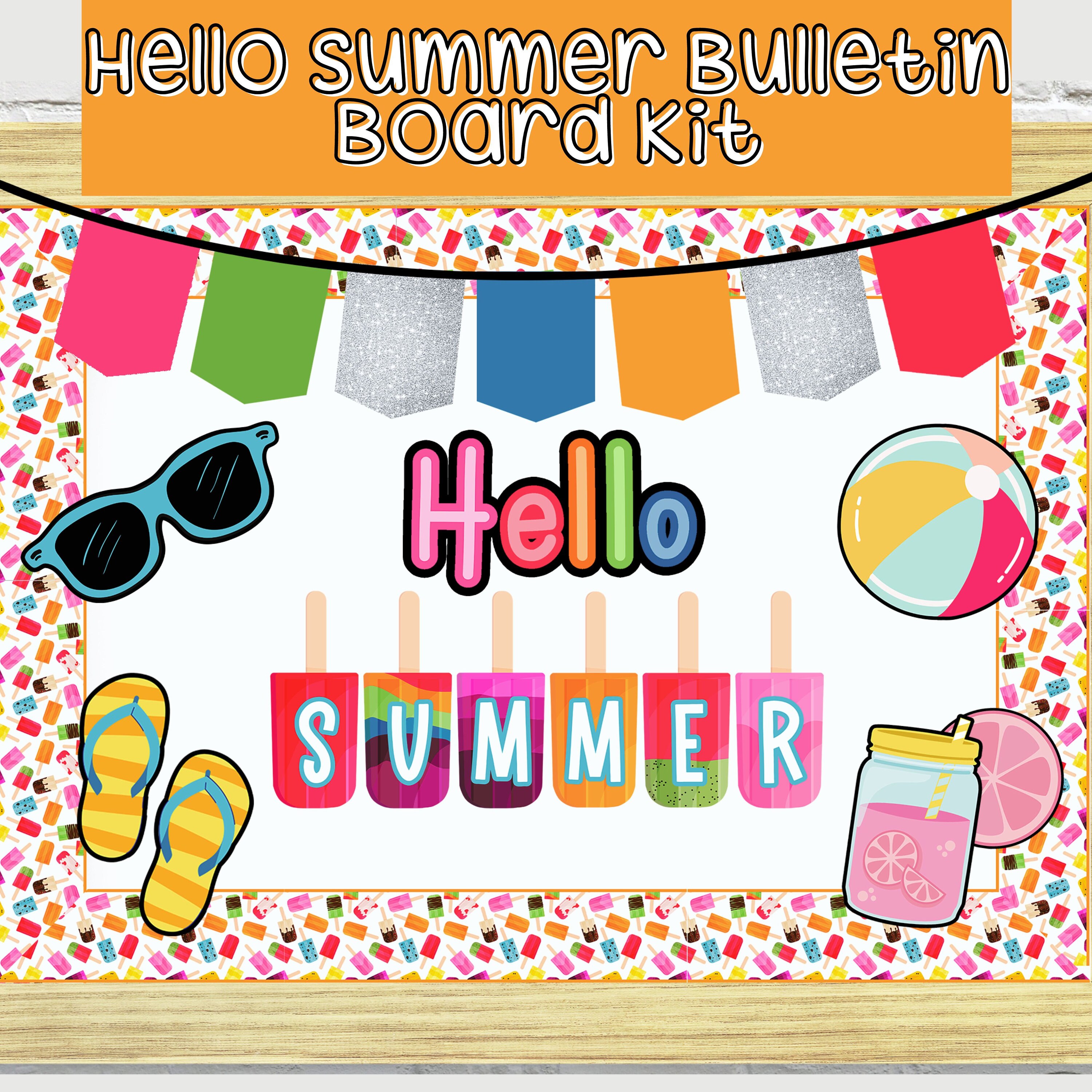 Hello Summer Popsicle Theme Bulletin Board Kit, Digital Download ...