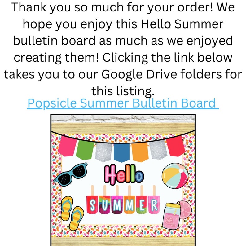 Hello Summer Popsicle Theme Bulletin Board Kit, Digital Download ...