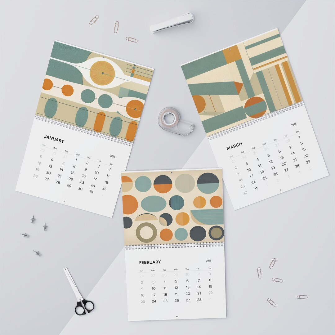 Mid Century Modern Wall Calendars 2025 Sage Green, Terracotta, Burnt ...