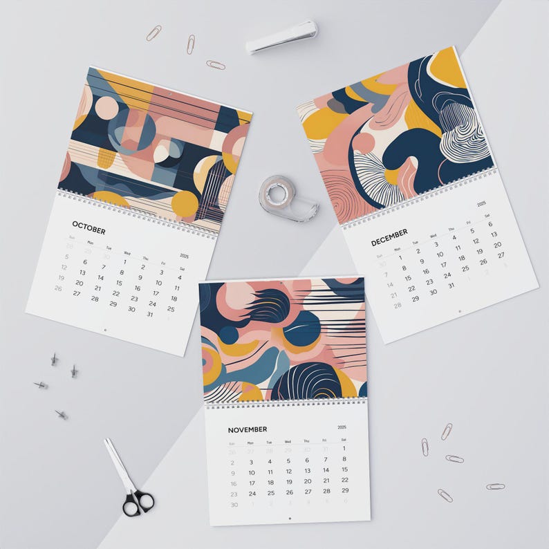 Mid Century Modern Wall Calendar, 2025 Calendar for Home Office ...