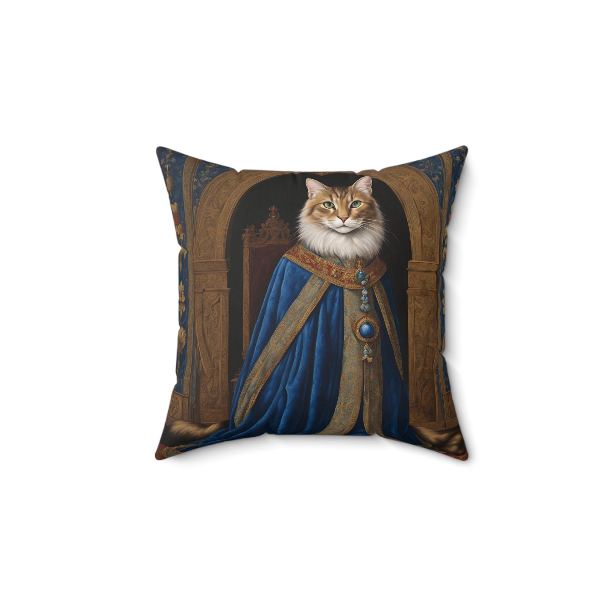 Square Pillow, Medieval Marginalia Style Cat Portrait, Cat Lover Gift ...