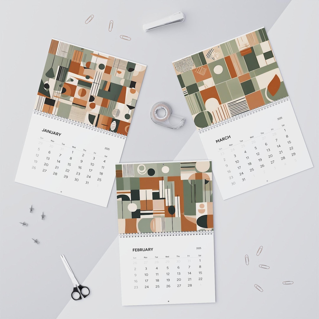 Mid Century Modern Wall Calendars 2025, Sage Green, Terracotta, Burnt ...