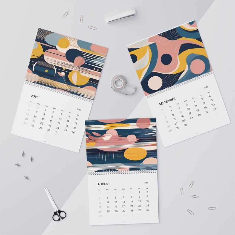 Mid Century Modern Wall Calendar, 2025 Calendar for Home Office ...