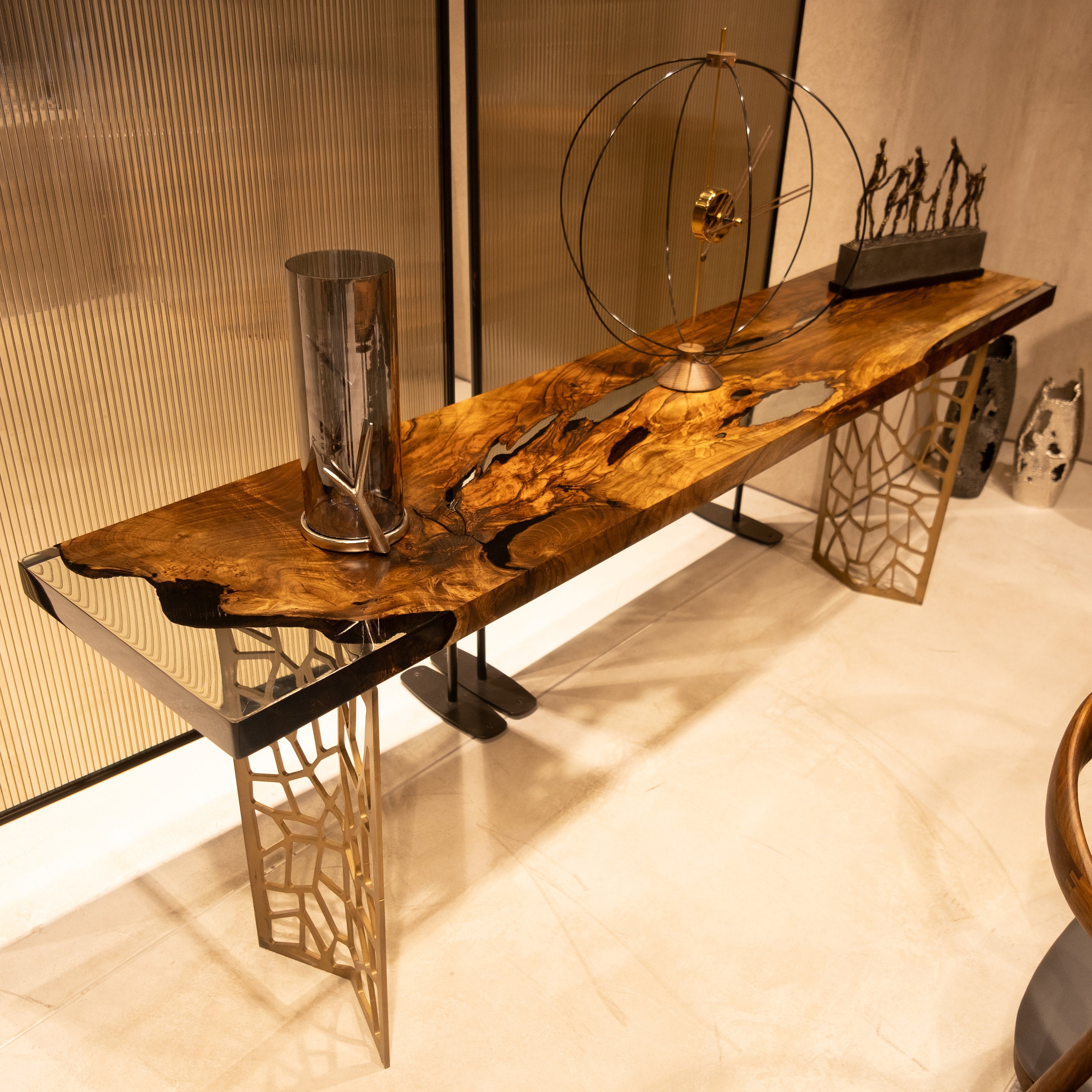 Walnut Live Edge Resin Console Table, Epoxy Hallway Table, Epoxy ...