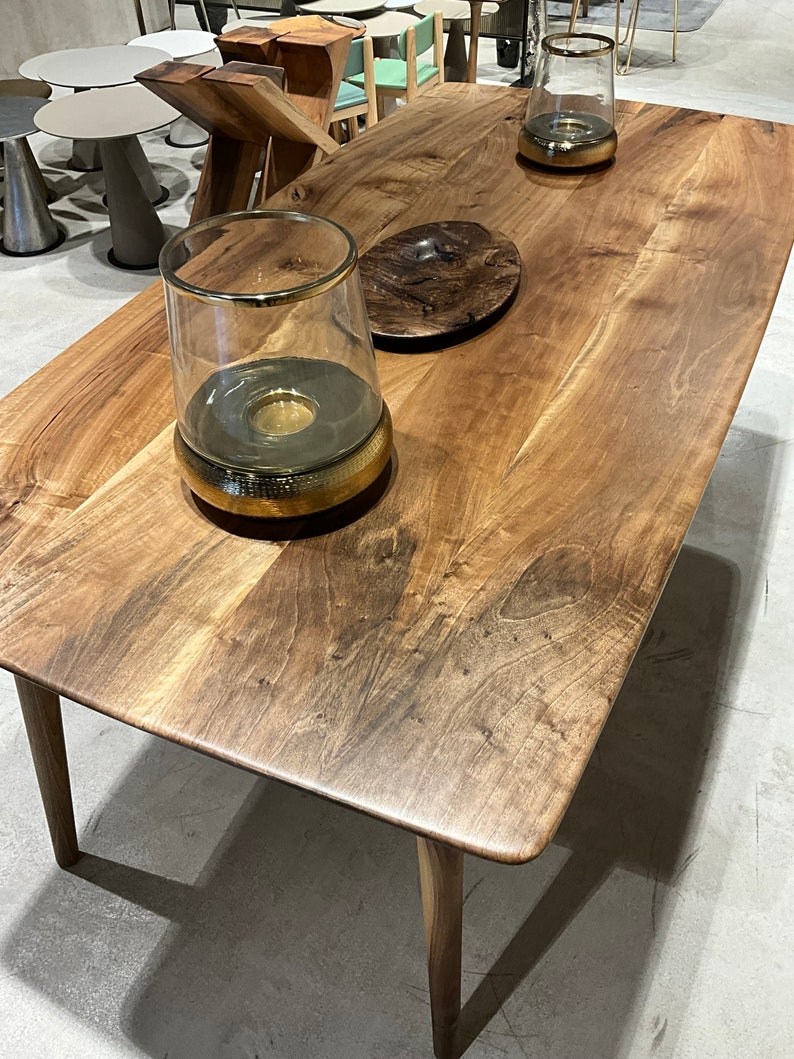 Solid Walnut Dinner Table, Live Edge Walnut Dining Table, Solid Walnut Table, Wooden Kitchen ...