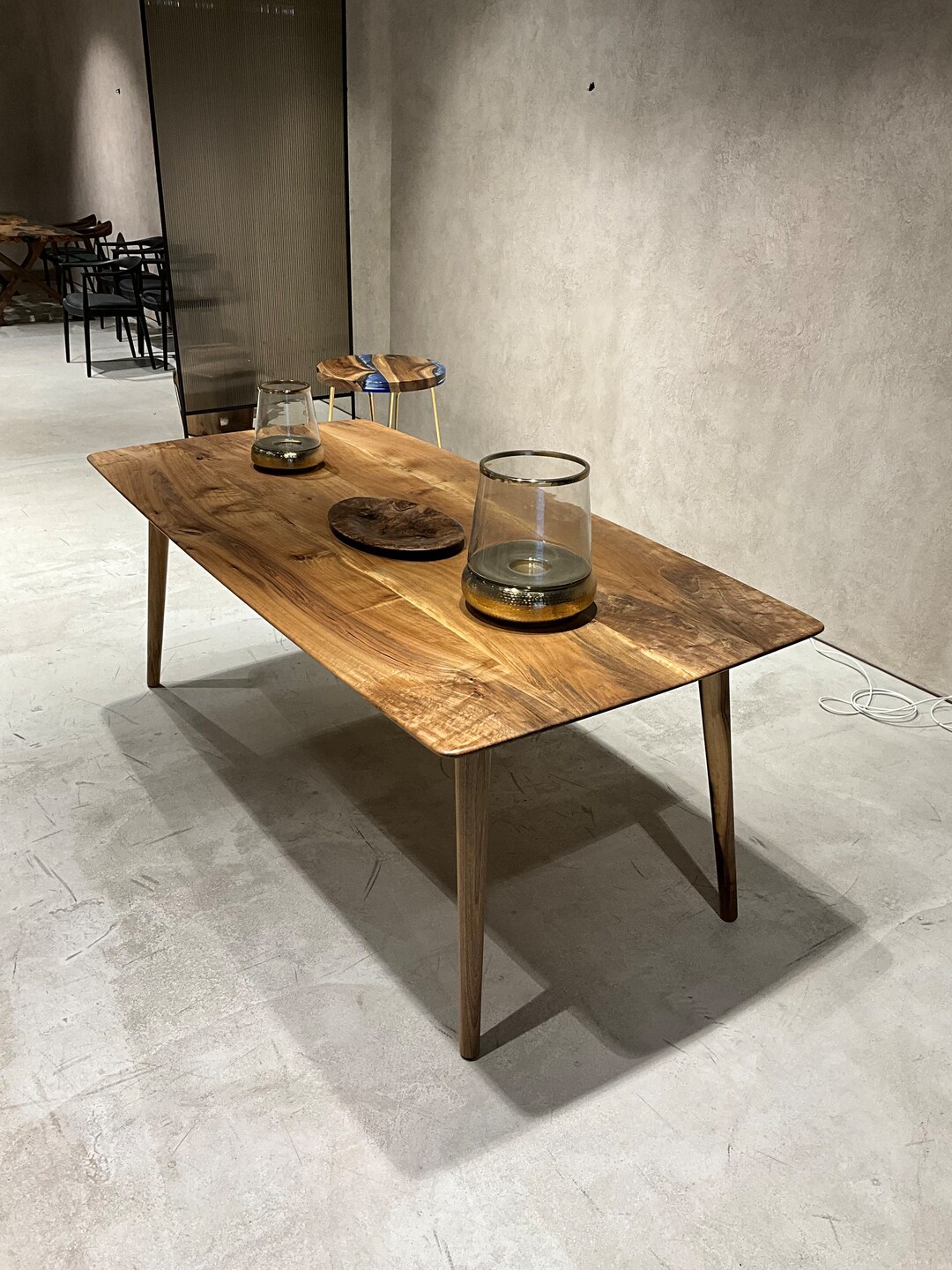 Solid Walnut Dinner Table, Live Edge Walnut Dining Table, Solid Walnut ...