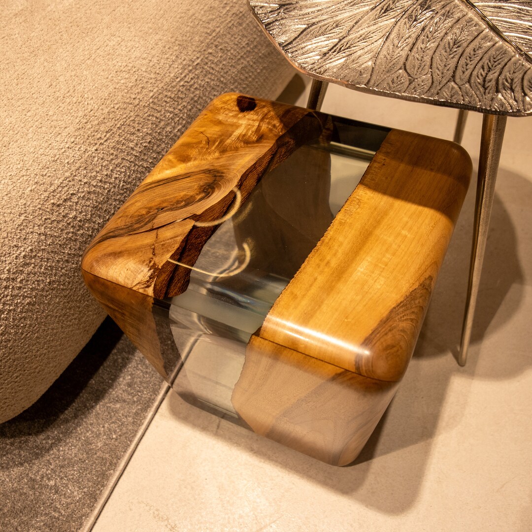 Cube Epoxy Resin Table, Resin End Coffeetable, Walnut Epoxy Table, Cube ...
