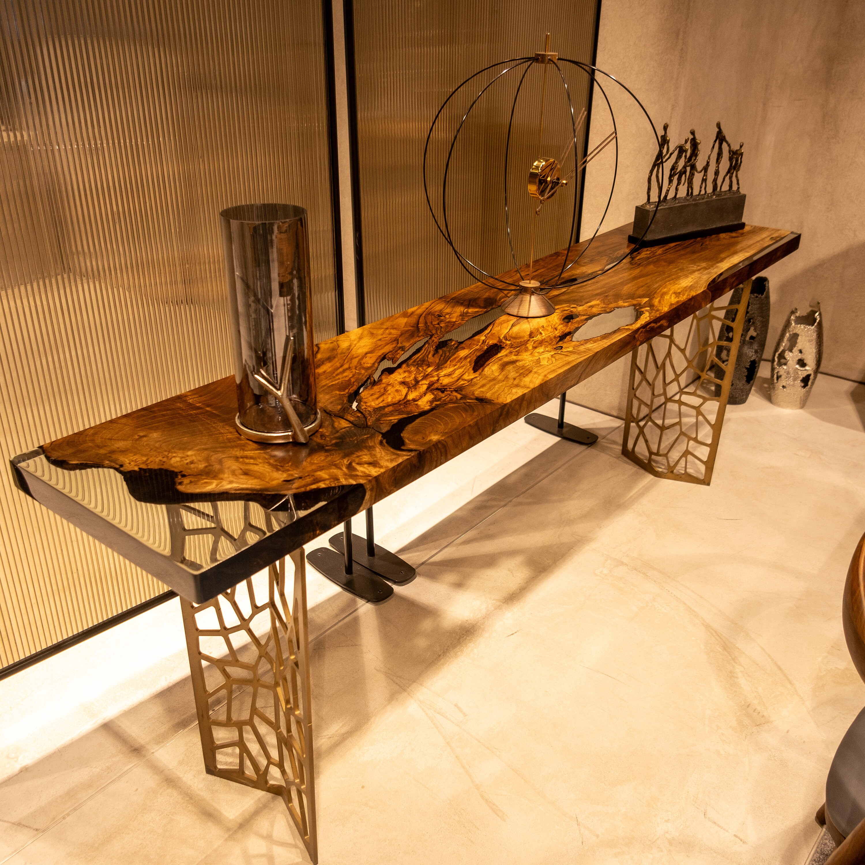 Walnut Live Edge Resin Console Table, Epoxy Hallway Table, Epoxy ...