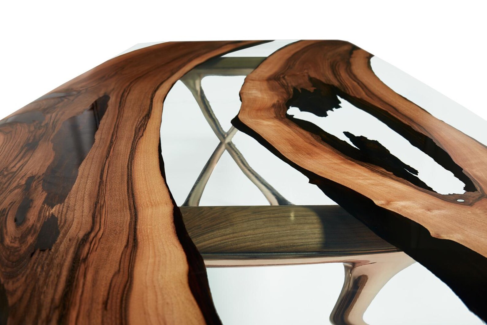 Custom Order Live Edge Walnut Resin Dinner Table, Transparent Epoxy ...